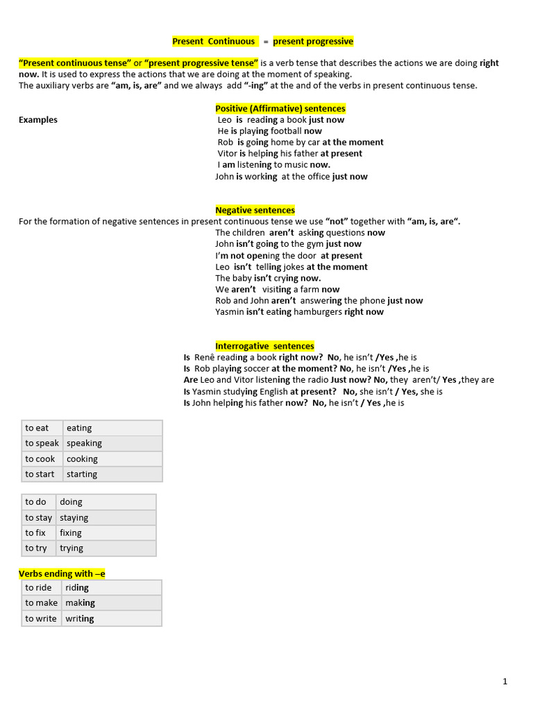 Present Continuous | PDF