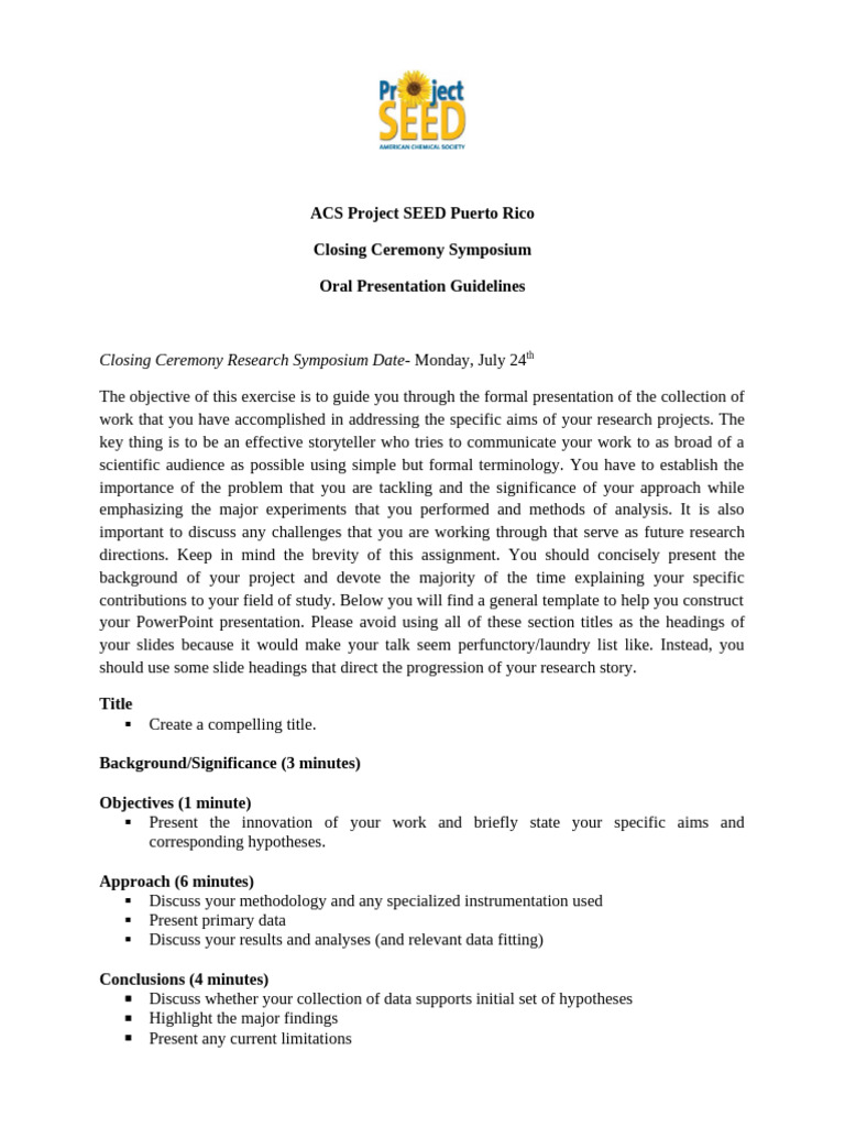 ACS Project SEED Puerto Rico_Closing Ceremony_Research Presentation ...