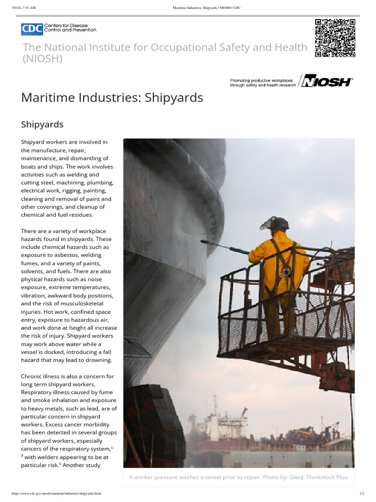 Maritime Industries Shipyards NIOSH CDC | PDF | Occupational Safety And Health | Science ...