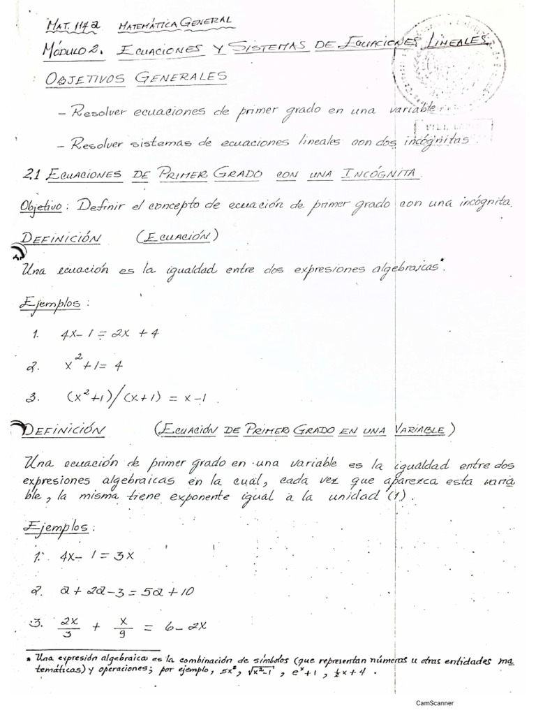 M-Dulo 2 Ecuaciones y Sistemas de Ecuaciones Lineales | PDF