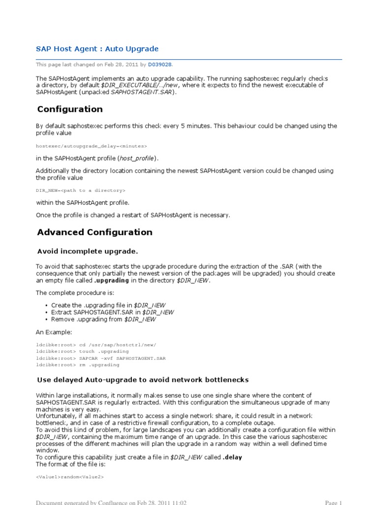 Configuration: SAP Host Agent: Auto Upgrade | PDF | Directory ...