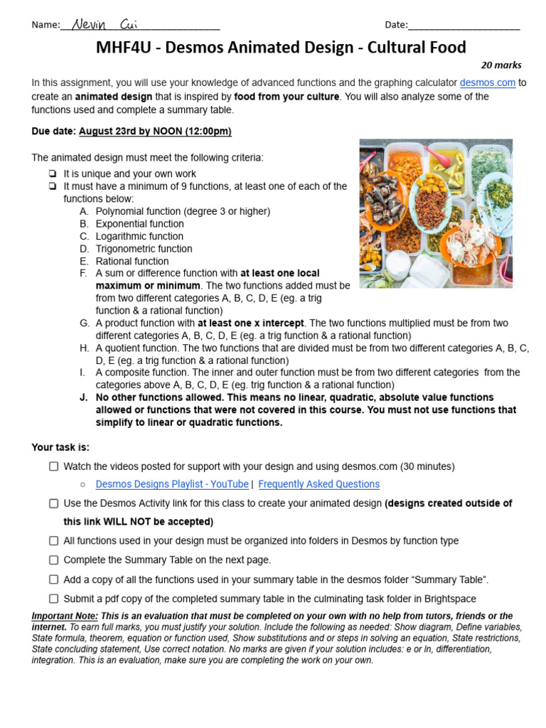 August 2024 E-Summer School MHF4U Project Animated Designs | PDF