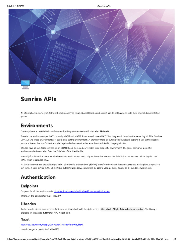 Sunrise APIs | PDF
