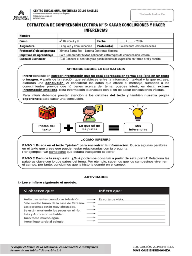 Guia 5 Sacar Conclusiones y Hacer Inferencias | PDF