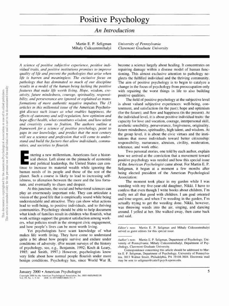 Week_1_Seligman | PDF