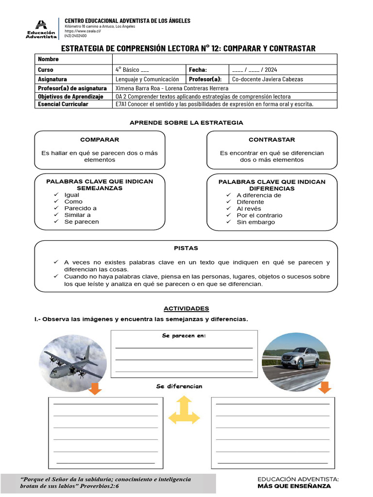 Guia 12 Comparar y Contrastar | PDF