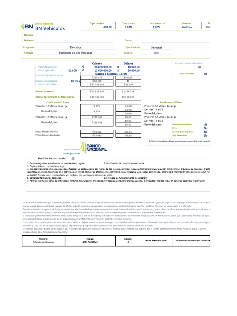 Cotización BNCR BYD SONG PRO - Rodolfo A | PDF