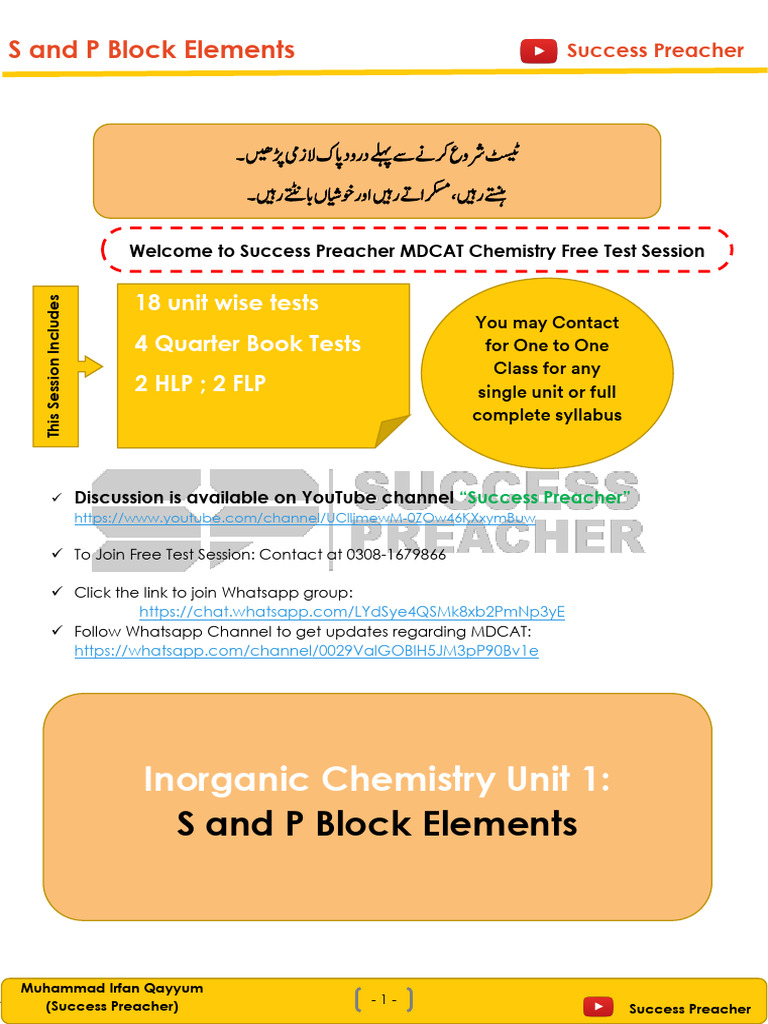 S and P Block Elements | PDF | Metals | Chemical Bond