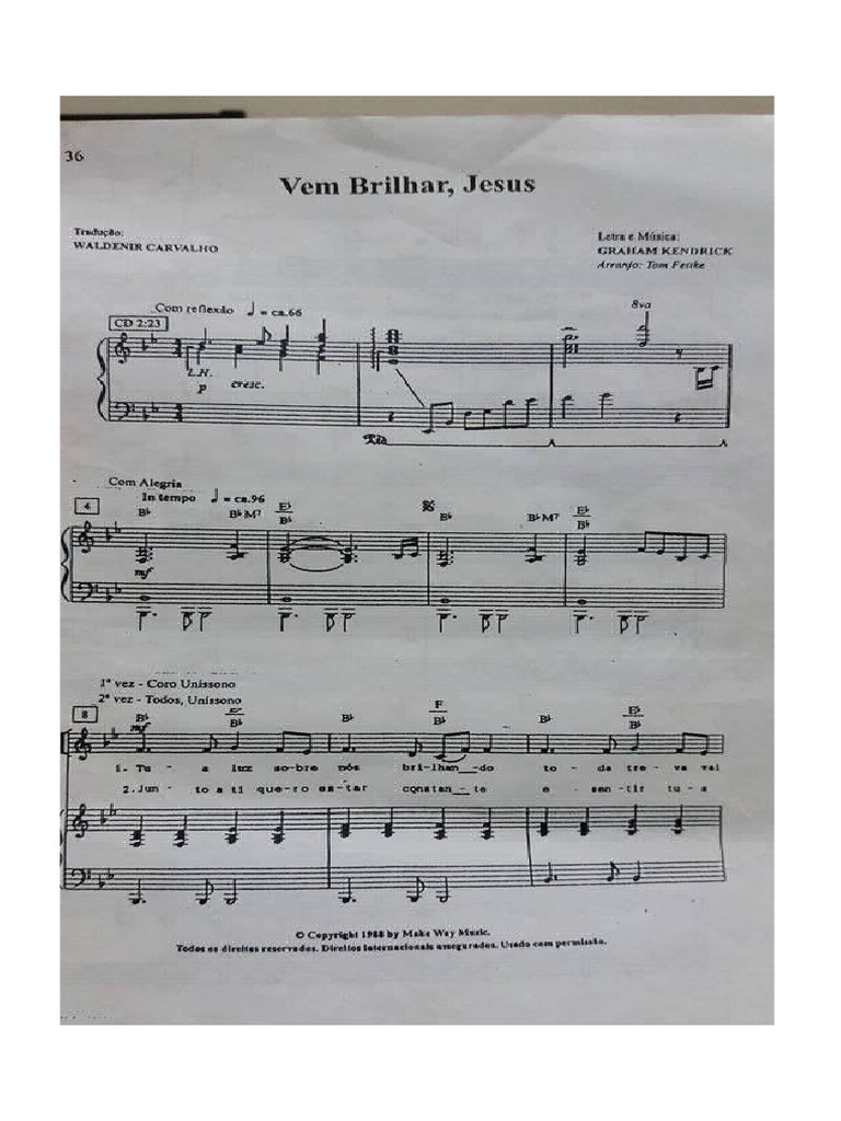 Vem Brilhar Jesus - Partitura | PDF