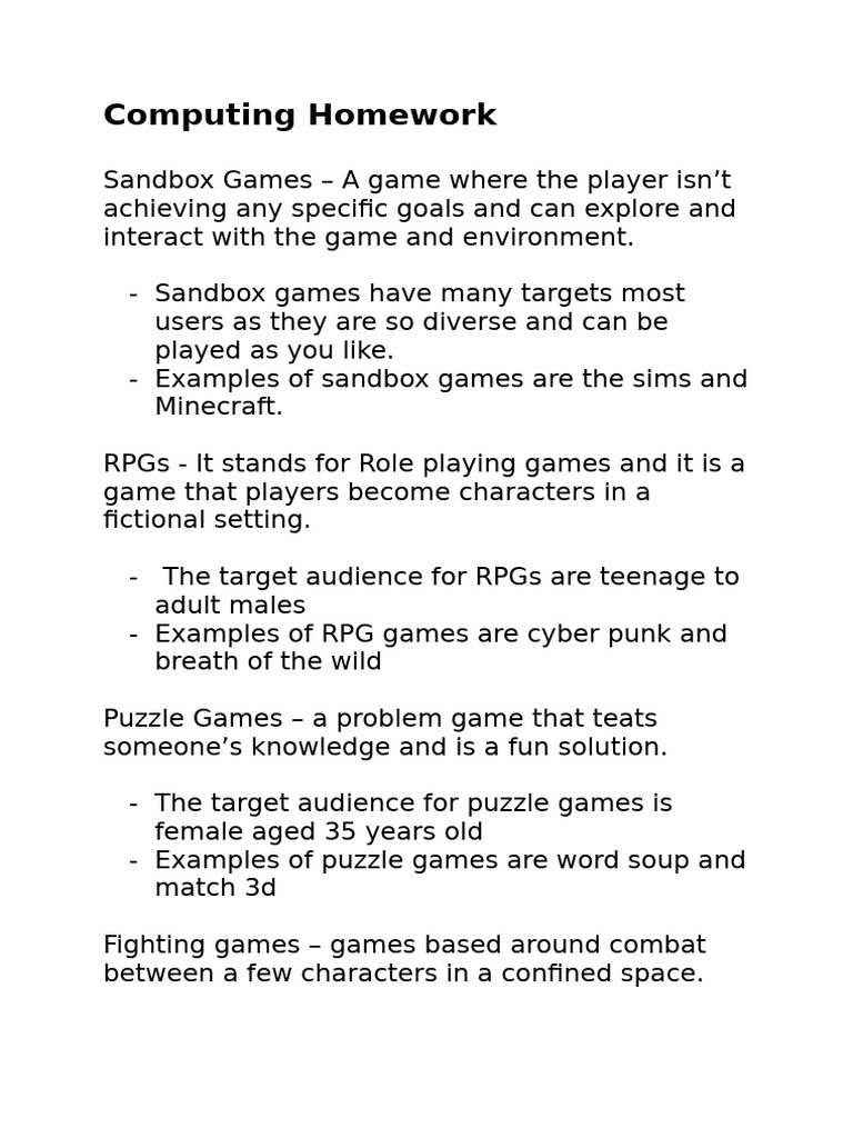 Computing Homework | PDF