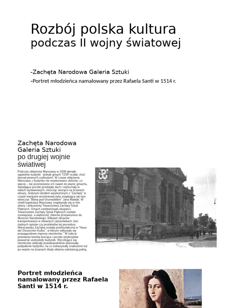 Polska Kultura Podczas II Wojny Światowej | PDF