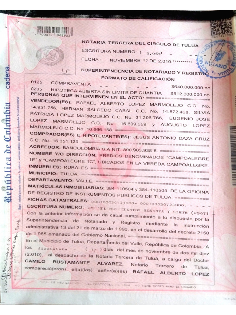 Notaria 3 Tulua Valle | PDF