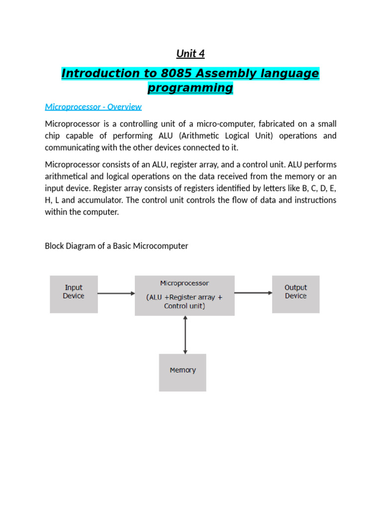 Unit 4 8085 Microprocessor | PDF