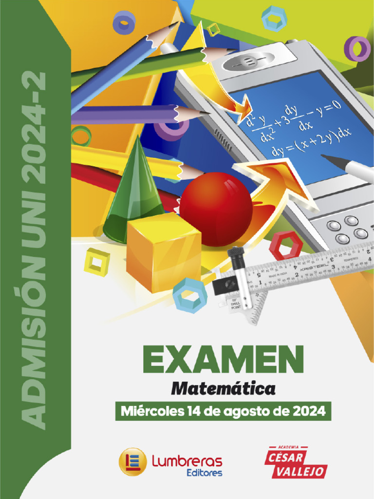Examen de Matemáticas UNI 2024-2 | PDF | Matriz (Matemáticas) | Valores ...