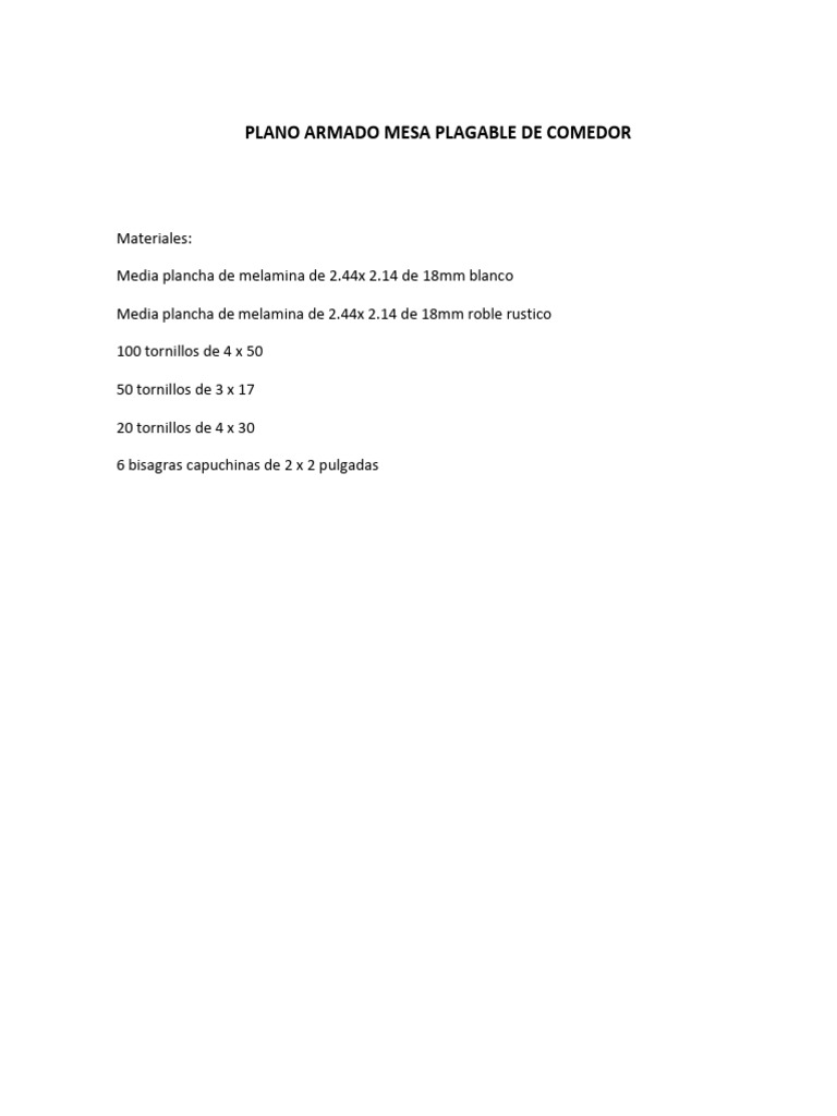 PLANO ARMADO Mesa Plegable de Comedor | PDF