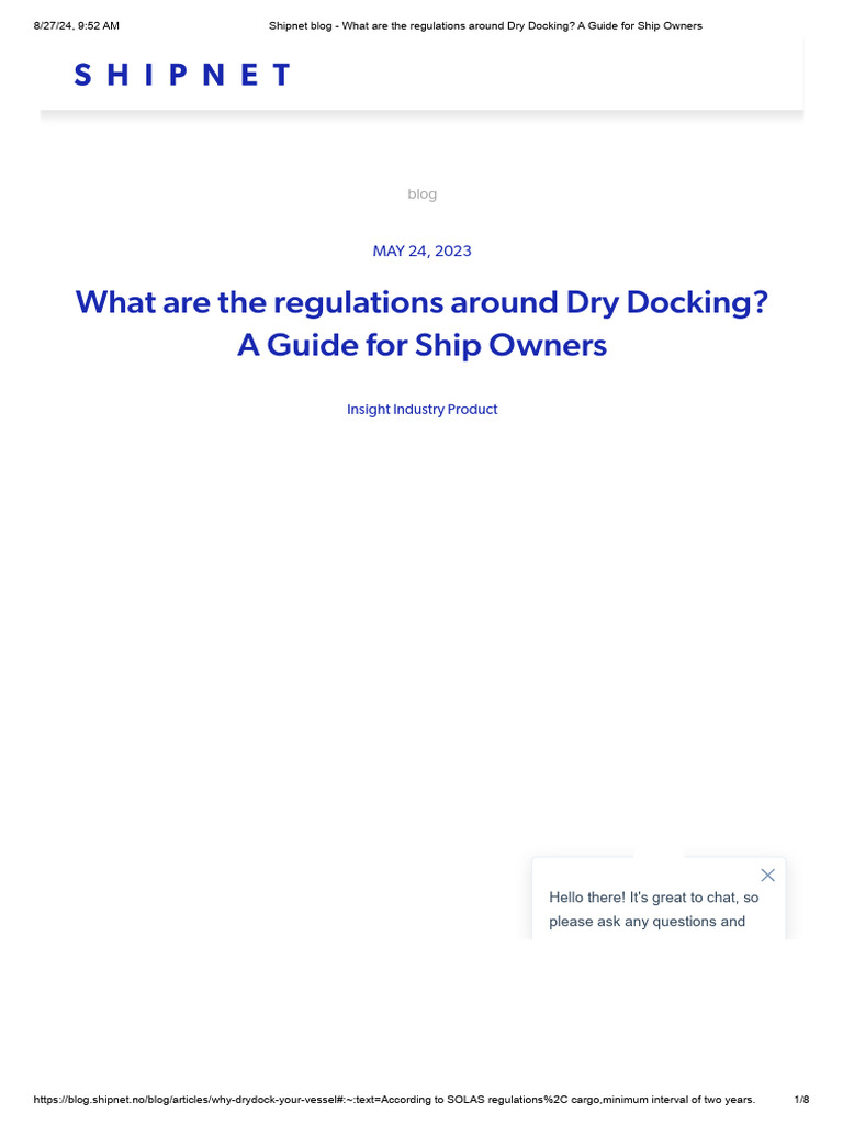 Shipnet Blog - What Are The Regulations Around Dry Docking - A Guide For Ship Owners | PDF