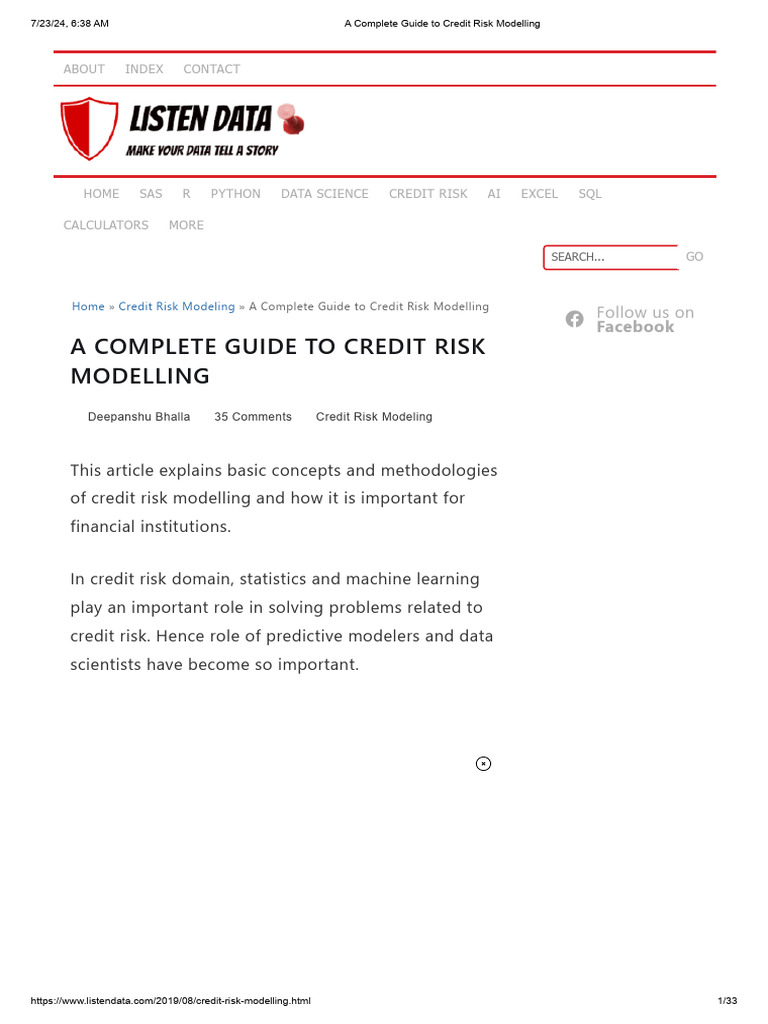 A Complete Guide to Credit Risk Modelling | PDF