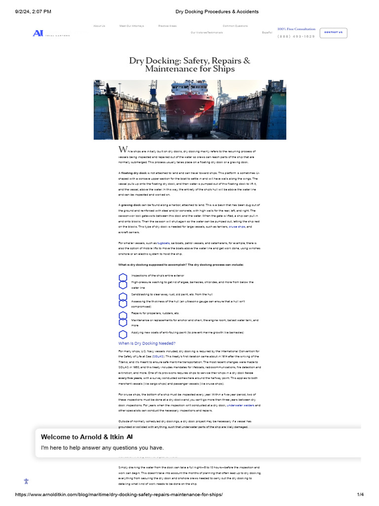 Dry Docking Procedures & Accidents | PDF