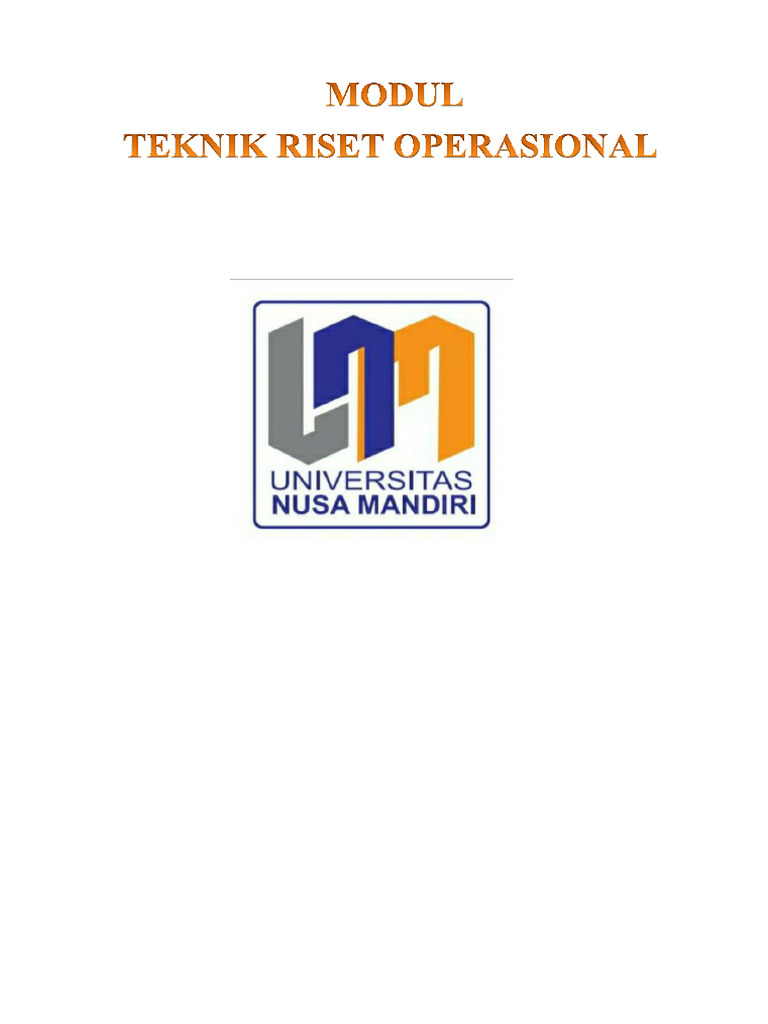 Modul Teknik Riset Operasional | PDF