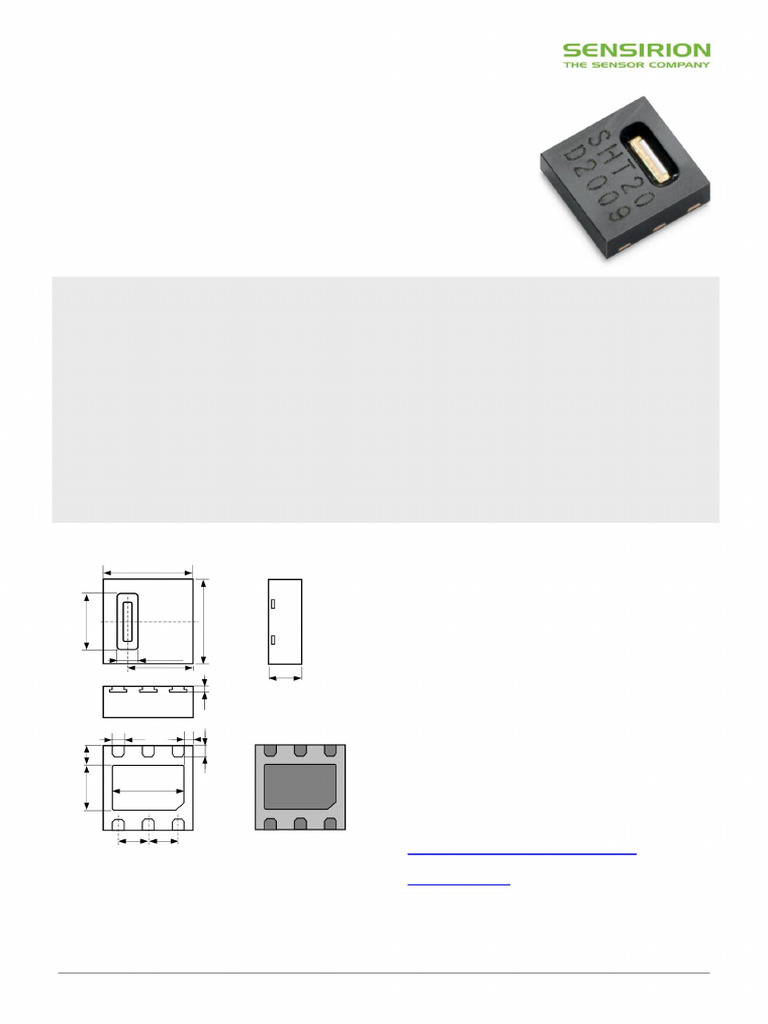 Sensirion Datasheet Humidity Sensor SHT20 | PDF