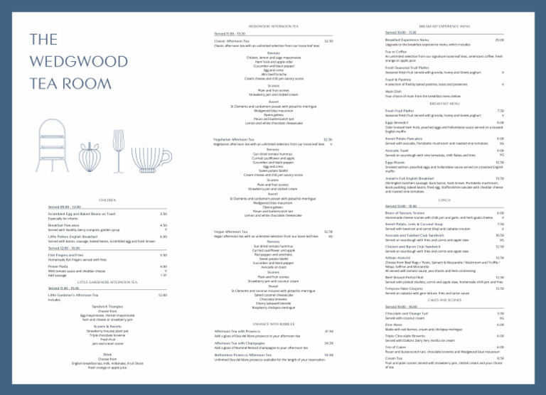 Wedgwood Tea Room Menu | PDF