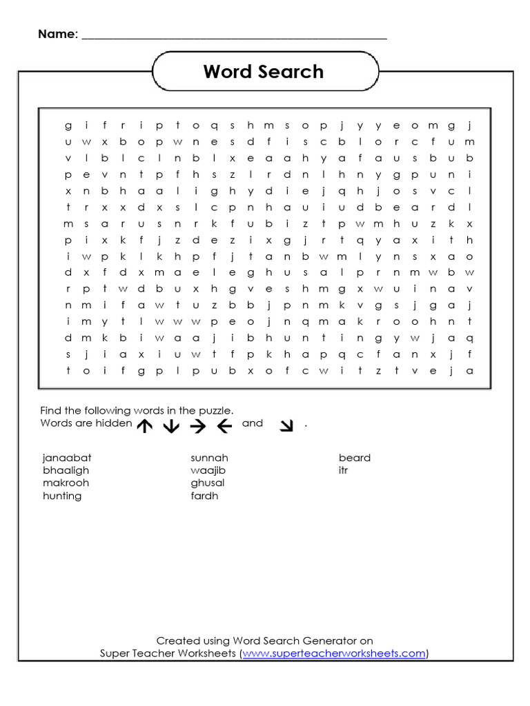 Super Teacher Worksheets Word Search | PDF