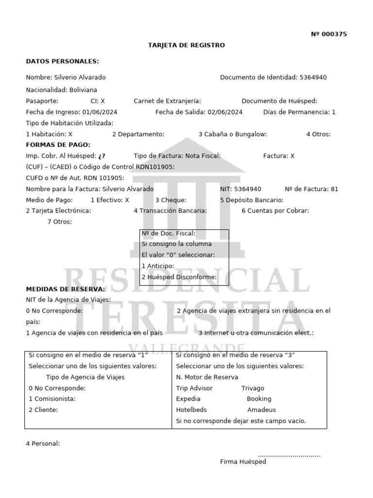 Tarjeta de Registro Junio 2024 | PDF