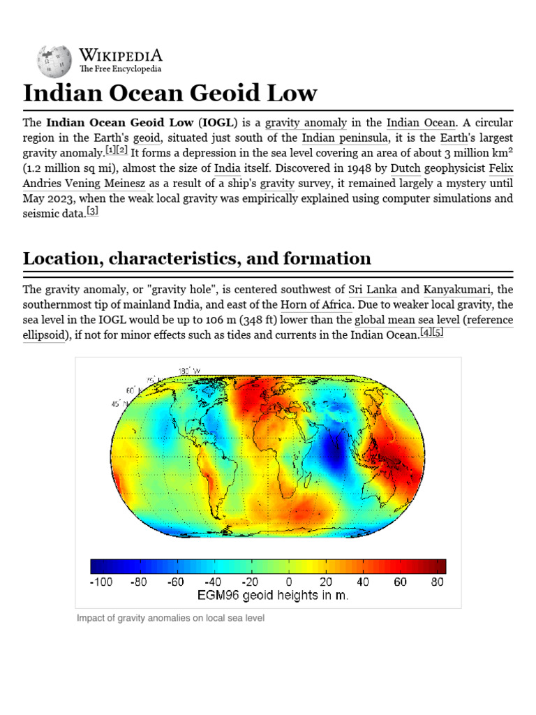 Indian Ocean Geoid Low - Wikipedia | PDF
