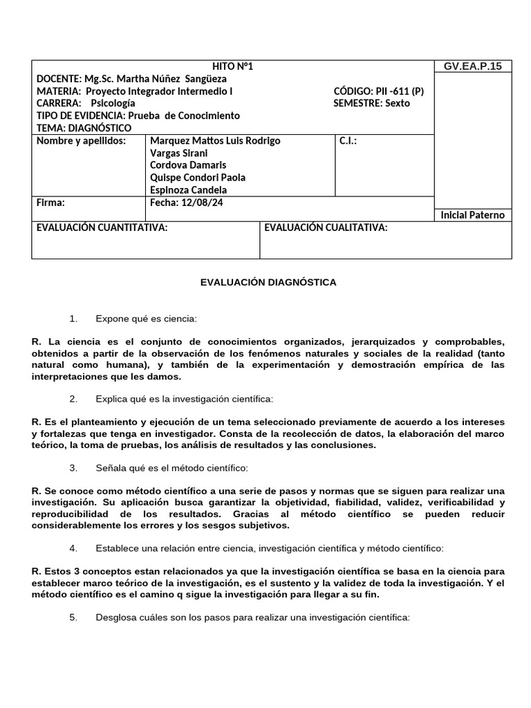 Hito 1 Prueba Objetiva - Proyecto Integrador i | PDF