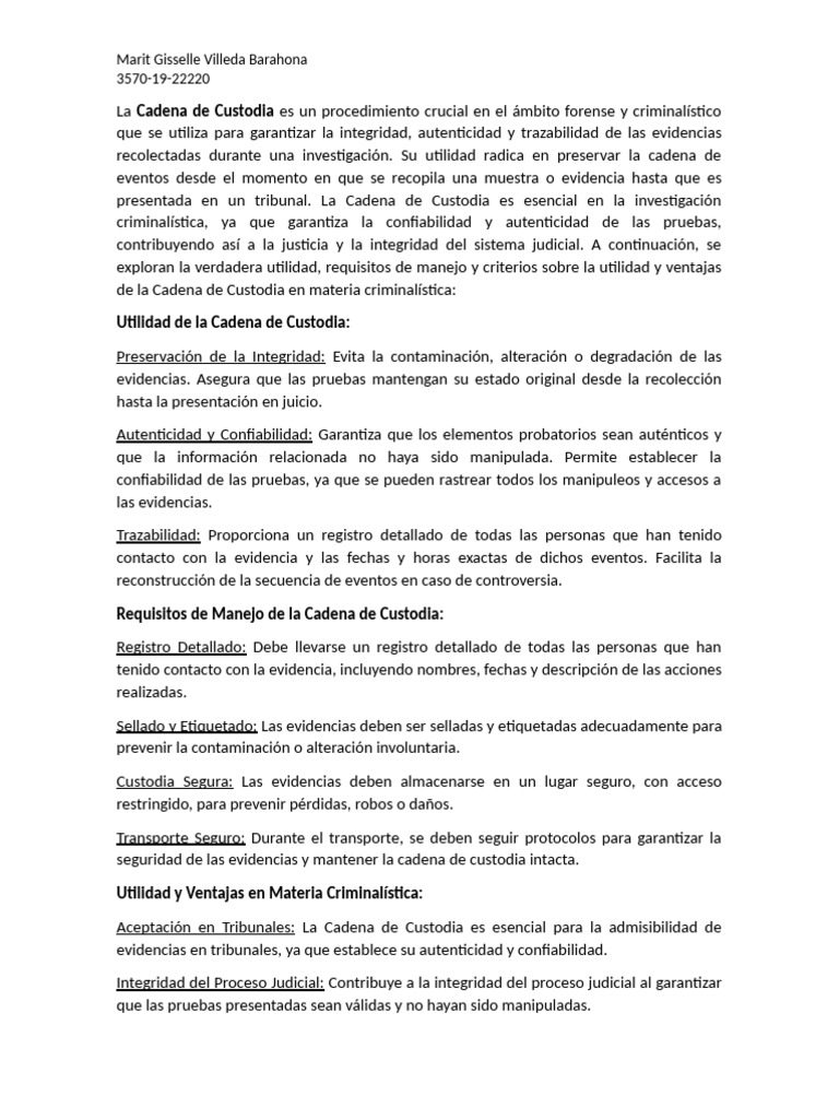 Cadena de Custoria Tarea | PDF