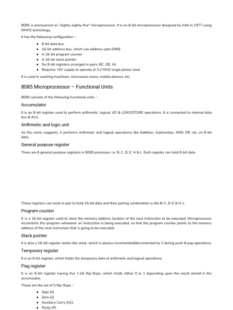 8085 Architecture and Instruction Set.docx | PDF