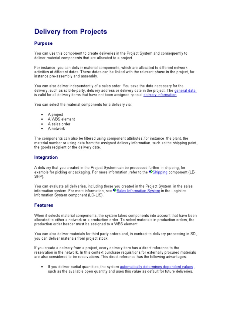 Delivery From Projects | PDF | Delivery (Commerce) | Logistics