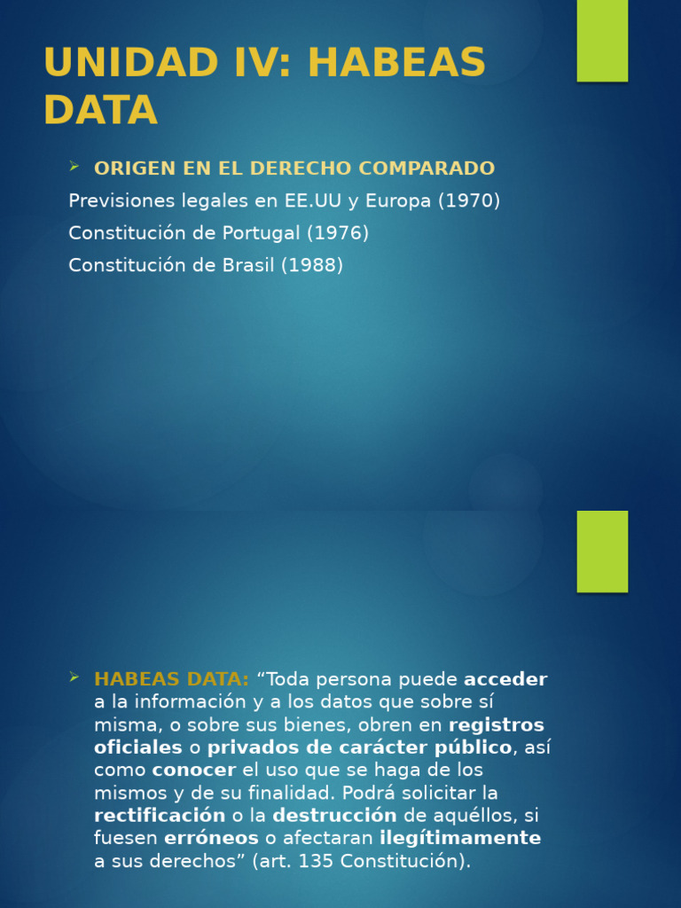 D.proc - CONST. Unidad IV Habeas Data 2023 | PDF