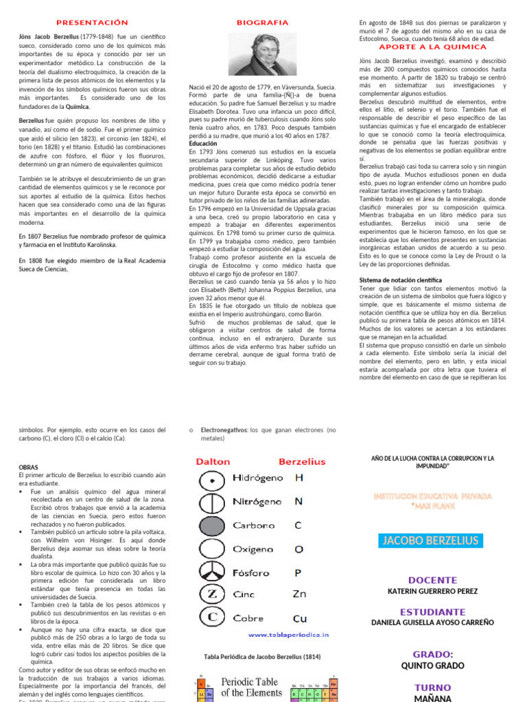 TRIPTICO DE JACOBO BERZELIUS 2019 | PDF TRIPTICO DE JACOBO BERZELIUS 2019 | PDF
