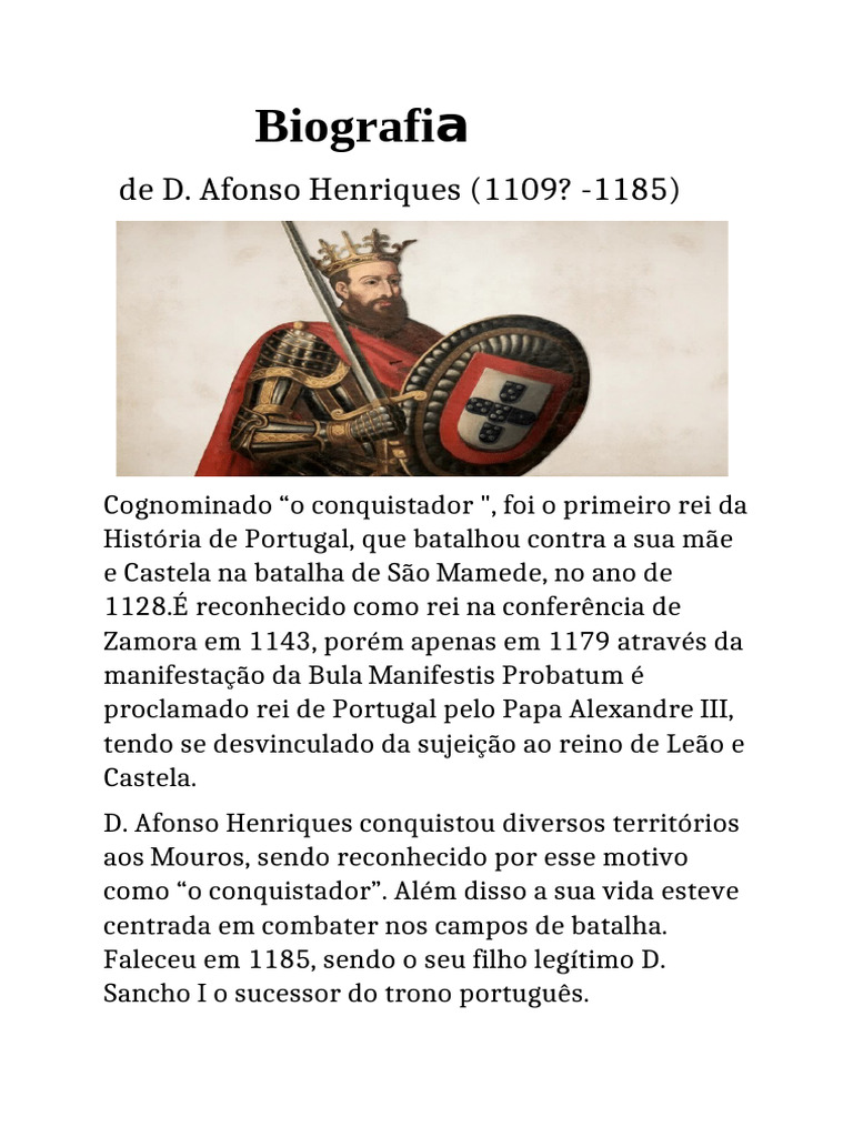 Biografia de D. Afonso Henriques | PDF