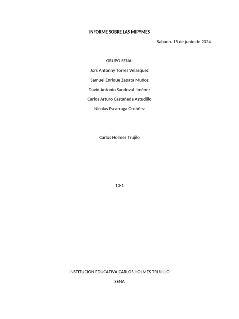 Informe Sena 10-1 | PDF