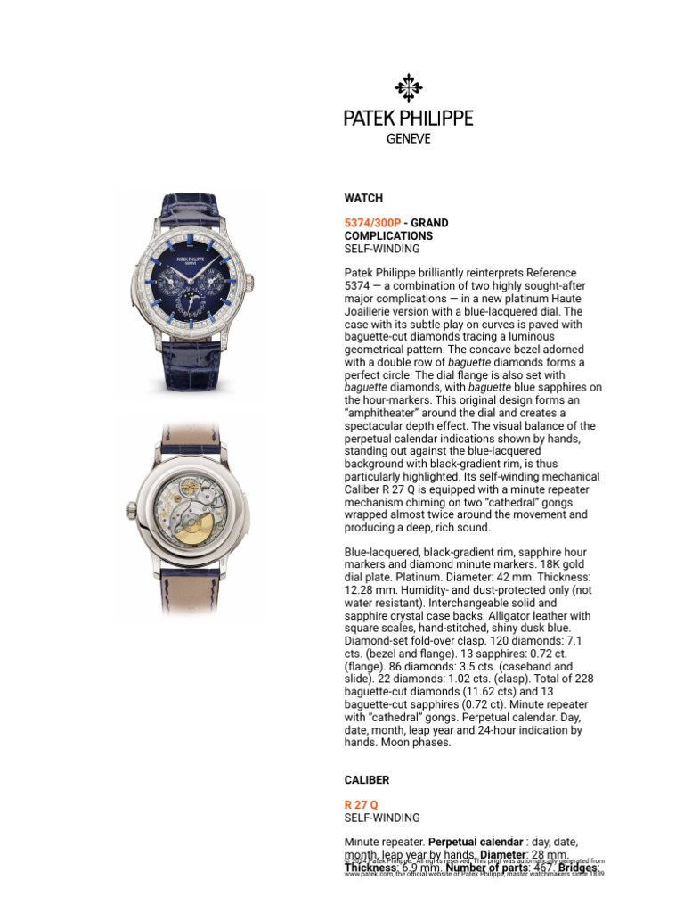 Patek Philippe - Grand Complications Ref. 5374 - 300P-001 Platinum | PDF