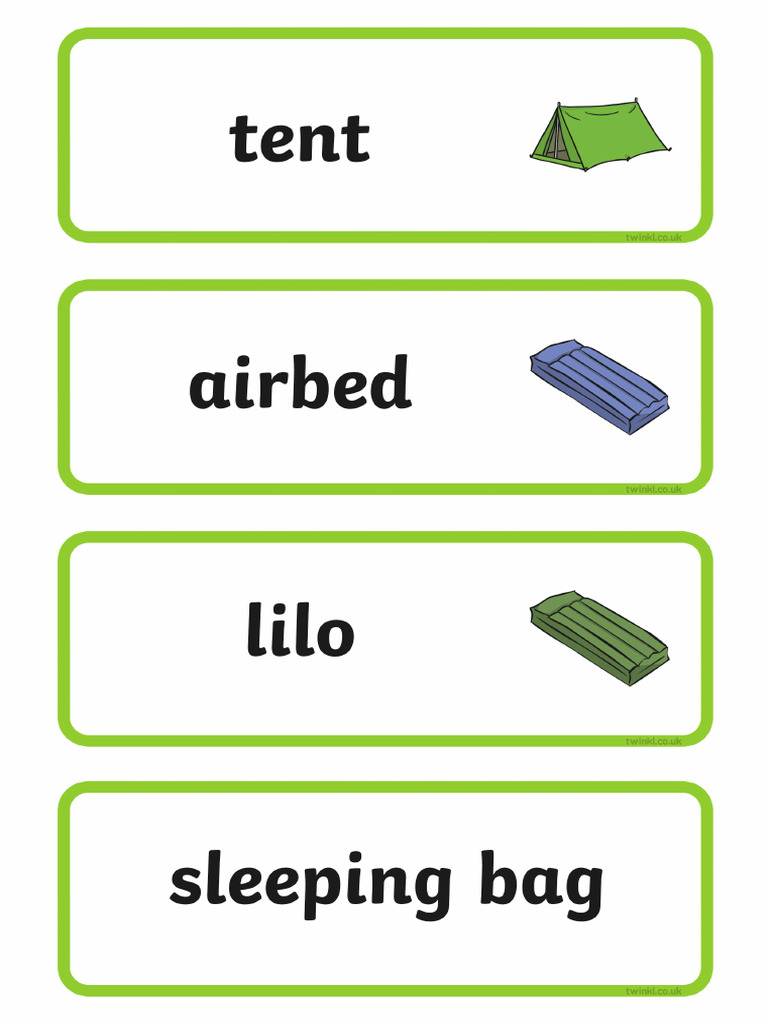 Campsite Word Cards | PDF