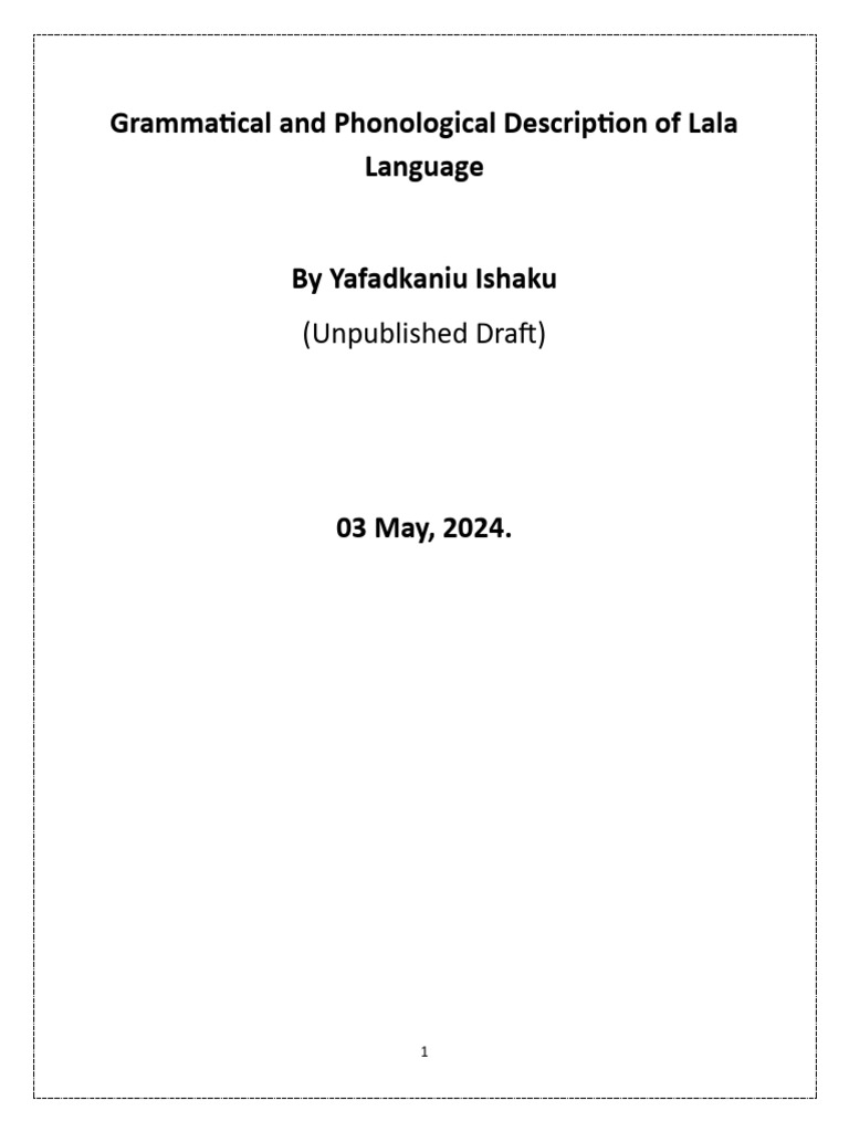 Lala Language: Grammar and Population Insights | PDF | Grammatical Number | Plural