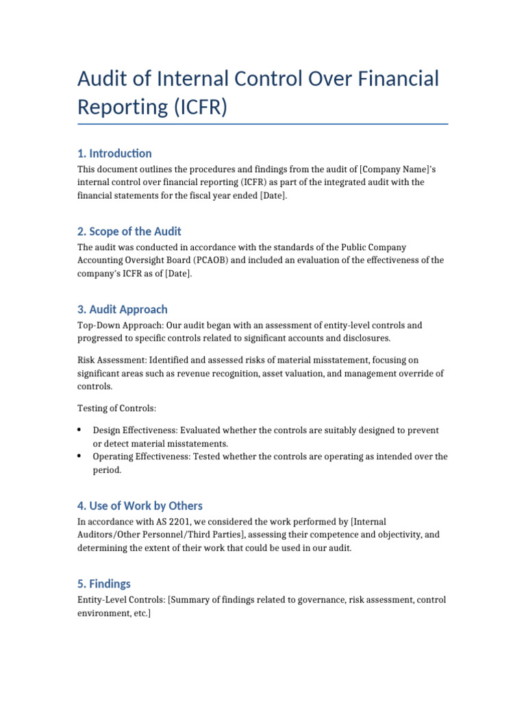 ICFR Audit Template | PDF