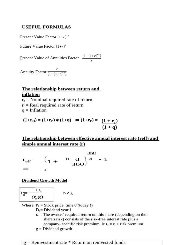 Exam Formulas | PDF