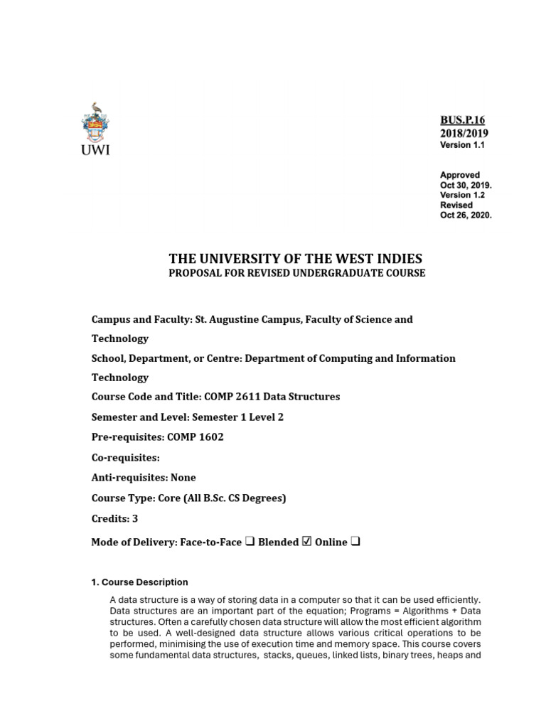 COMP 2611 Outline | PDF