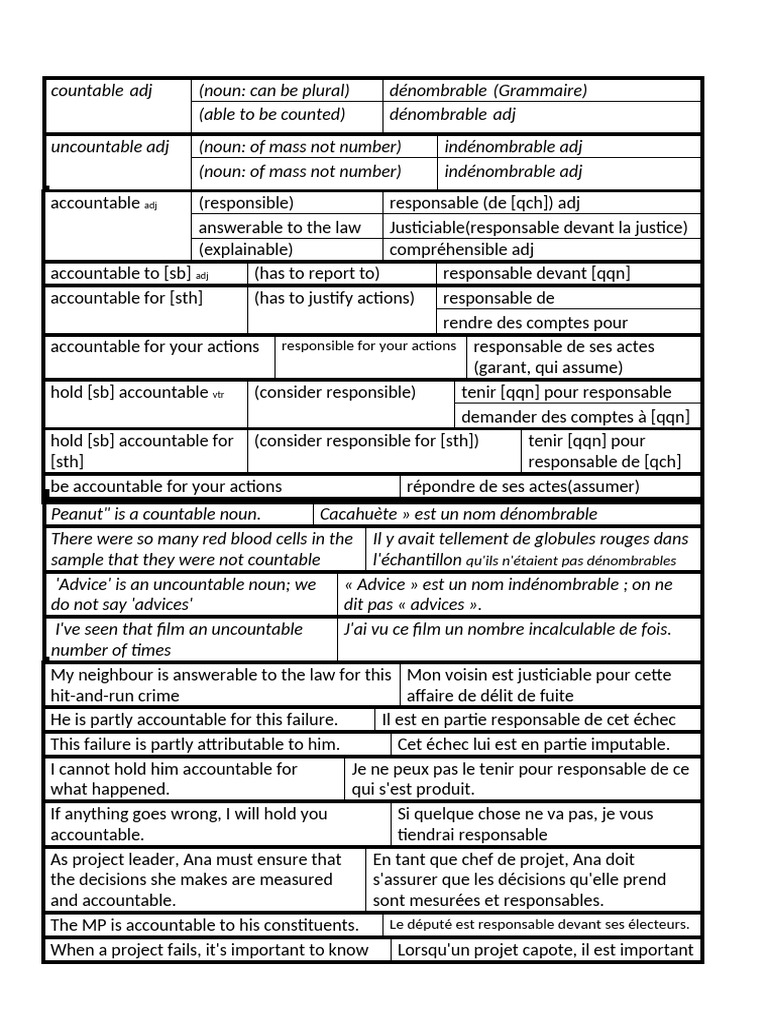 Understanding Countable and Accountable Nouns | PDF