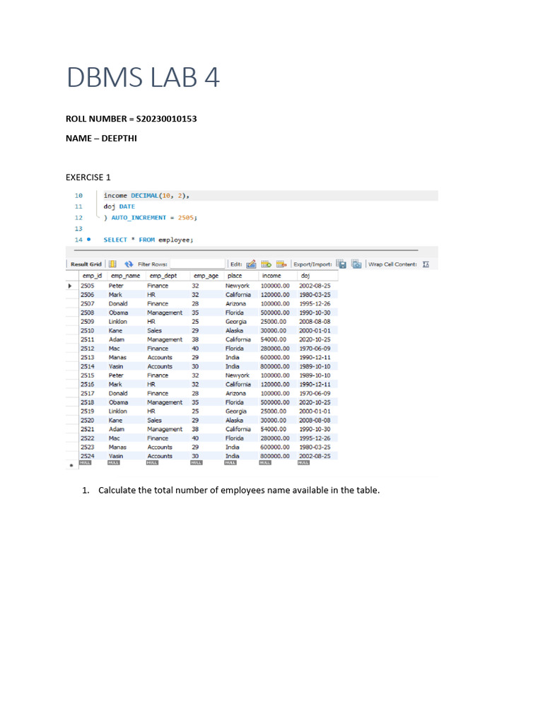 S20230010153 DBMS Lab4 | PDF