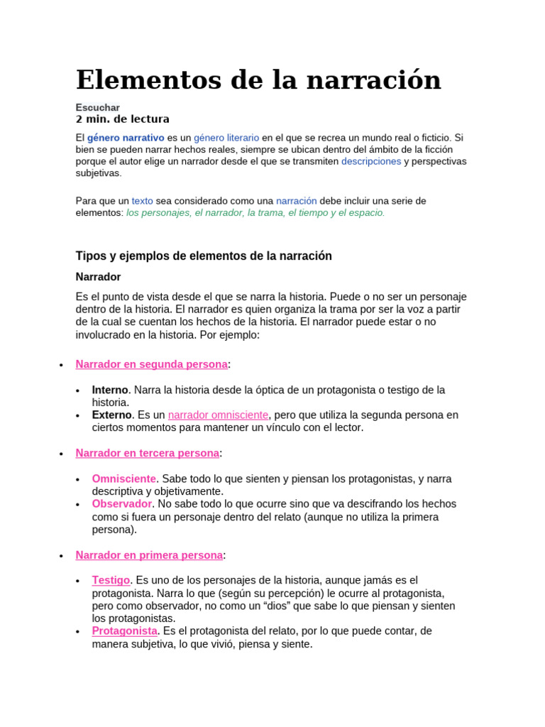 Elementos de La Narración | PDF