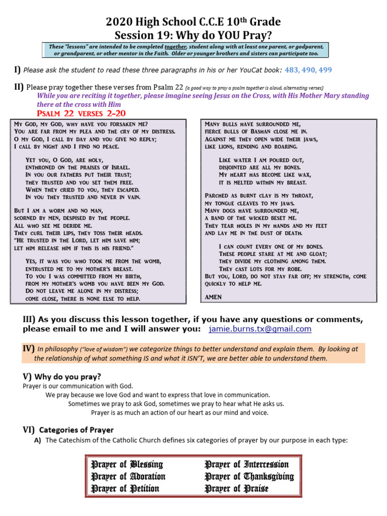 Lesson 19 Why do you Pray HOME STUDY | PDF