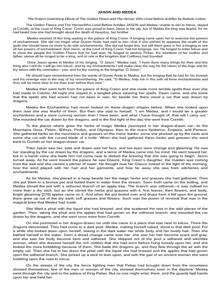 Jason and Medea | PDF