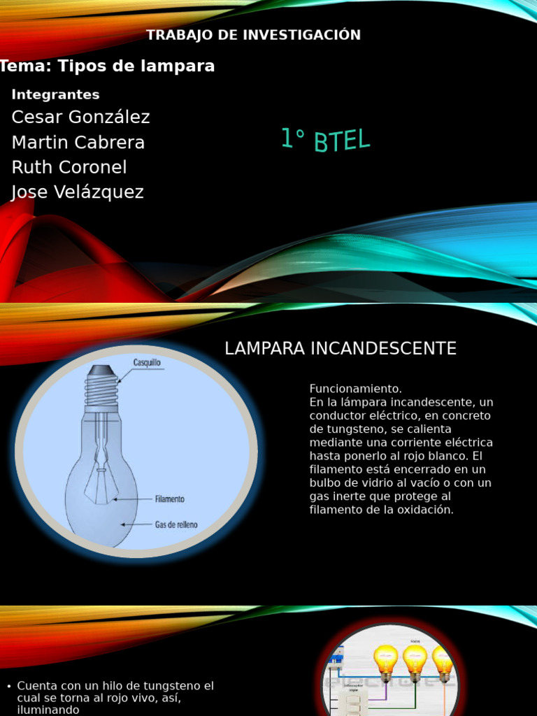 Tipos de Lampara Ruth Cesar Martin José | PDF