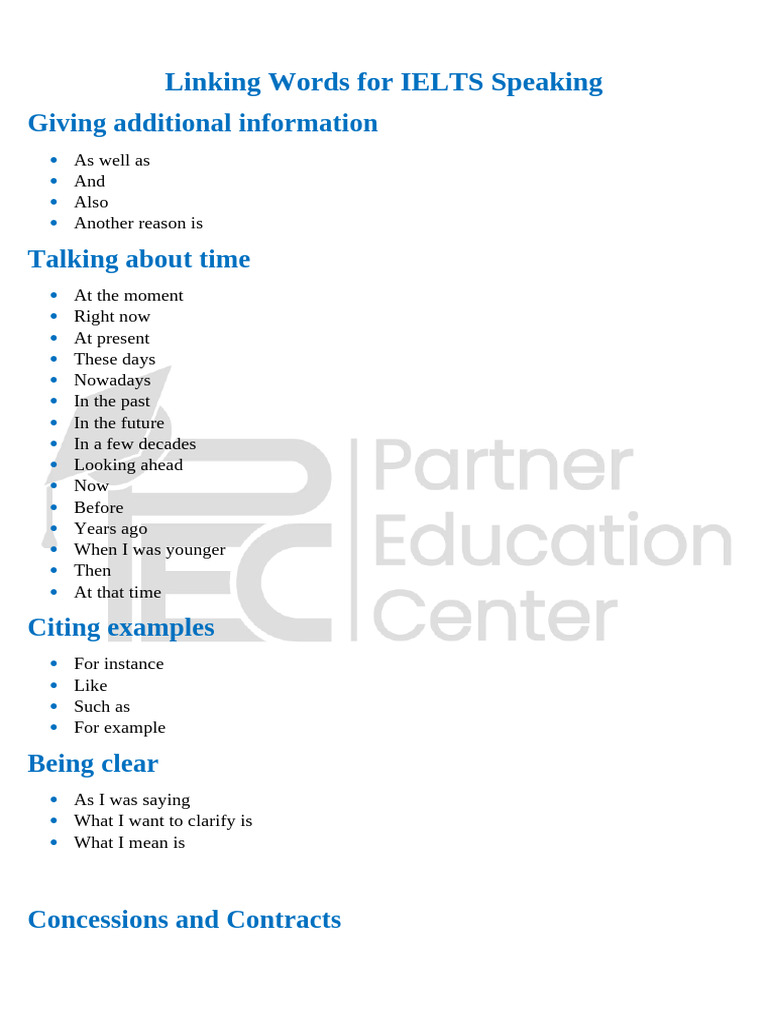 Linking Words For IELTS Speaking | PDF