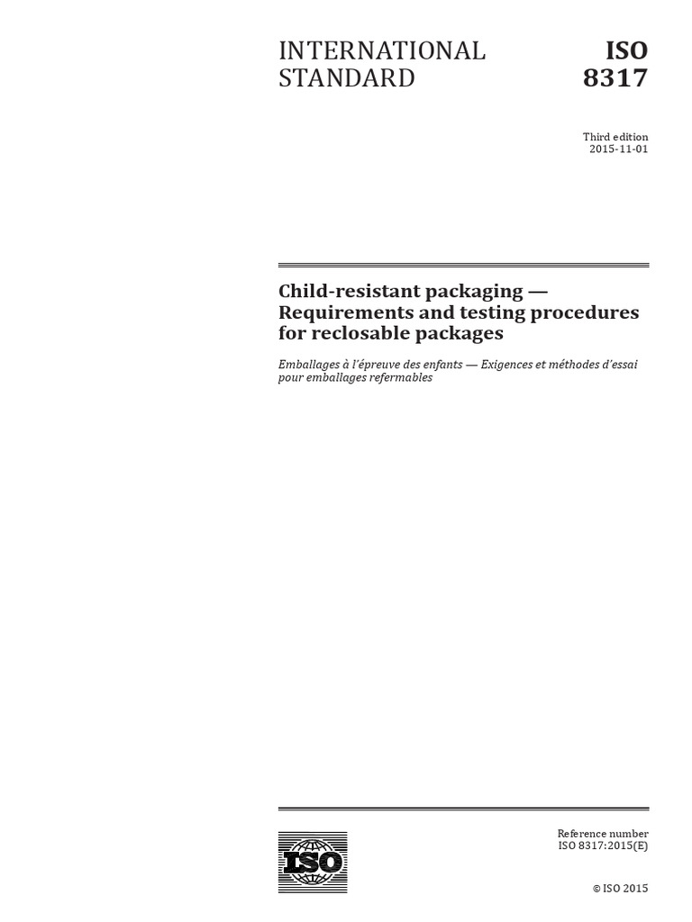 ISO 8317-2015 Closures for Child-resistant Containers | PDF